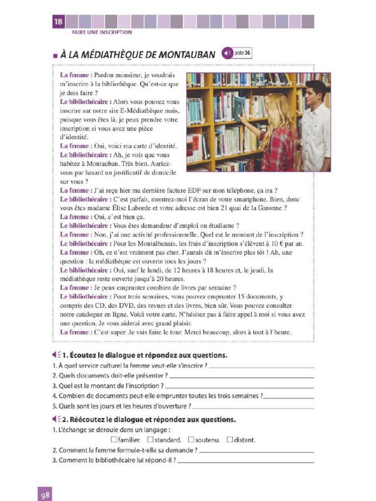 Communication en Dialogues A2 b1 102 103 | PDF