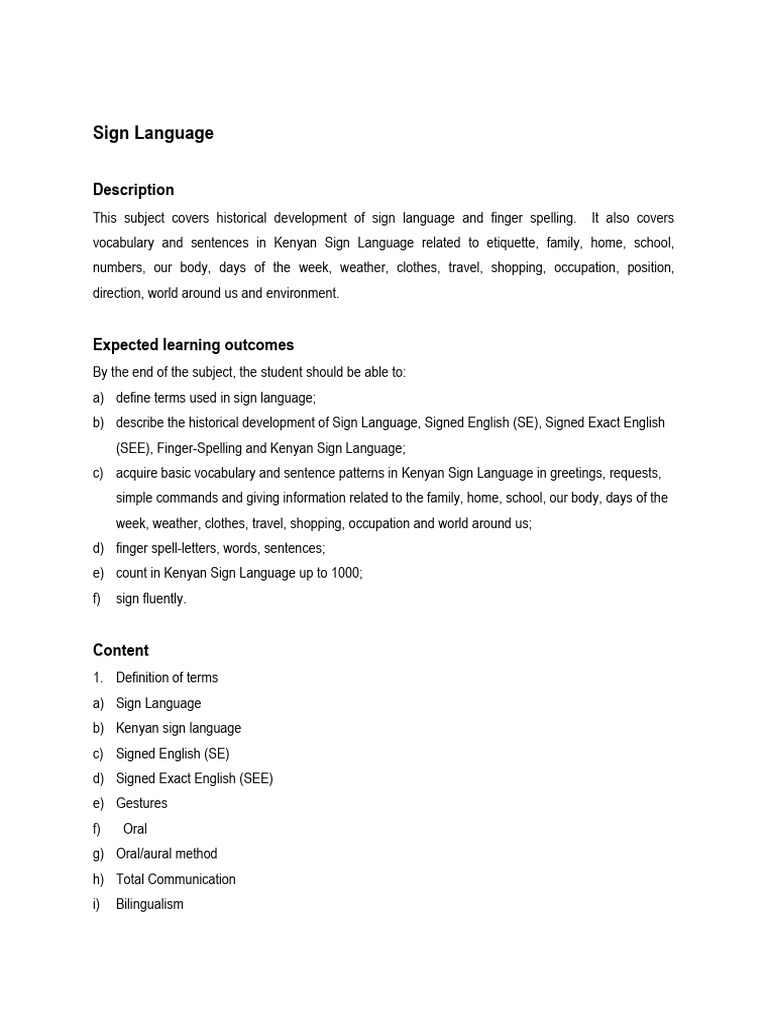 sign language notes | PDF | Deafness | Sign Language