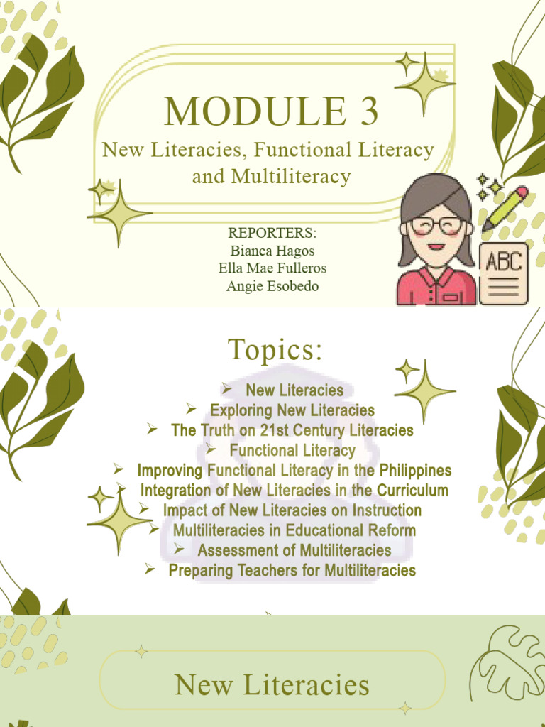 Lesson 3 - New Literacies Functional Literacy and Multiliteracy | PDF ...