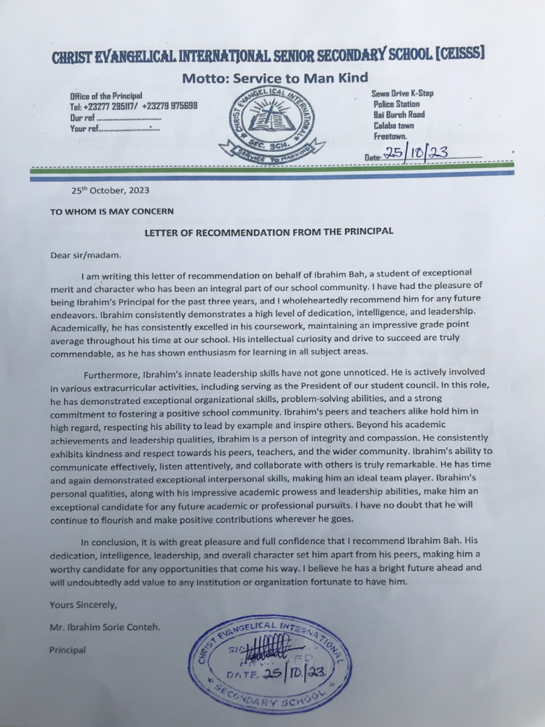 Reco - Letter From The Principal | PDF