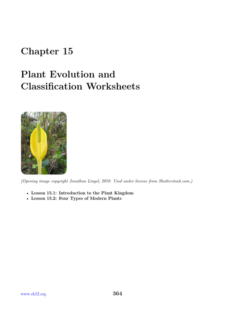 CK-12 Biology Chapter 15 Worksheets | PDF | Plants | Flowers