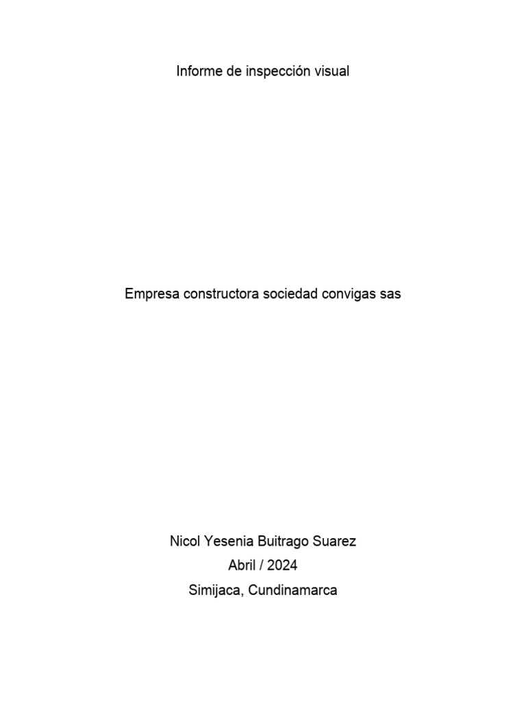 Informe de Inspección Visual Nicol Yesenia Buitrago Suarez | PDF ...