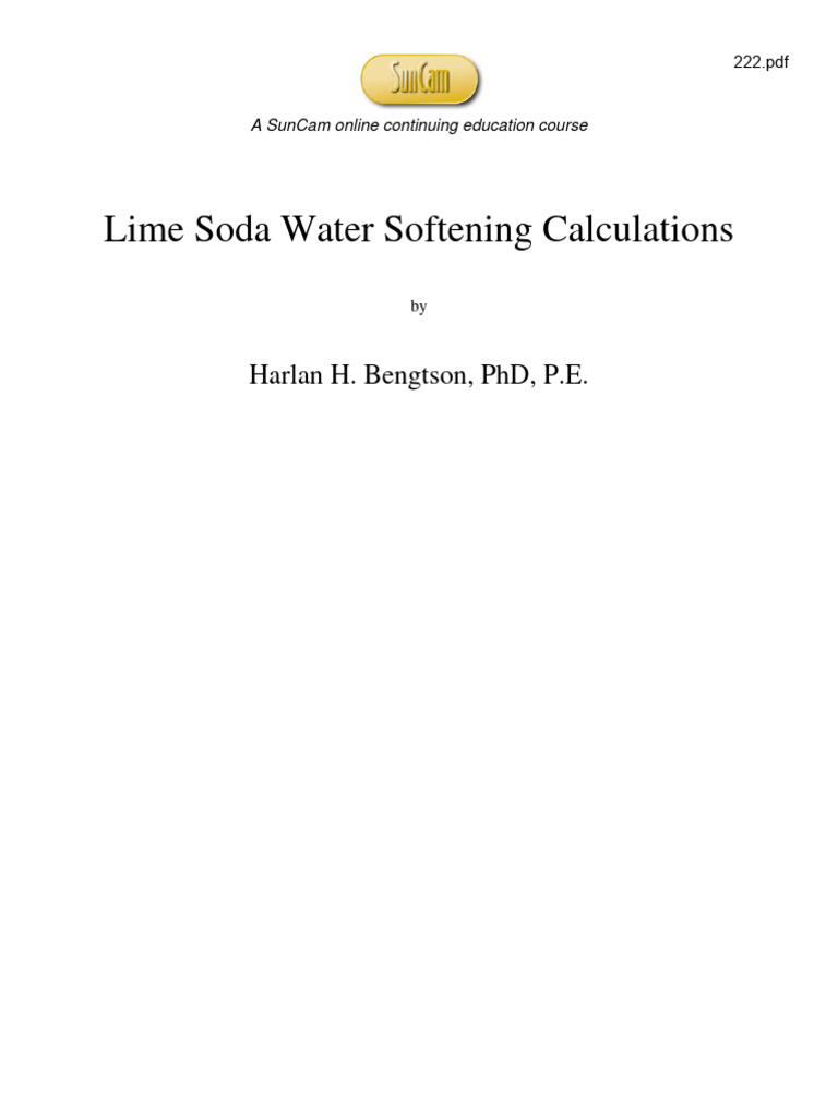Lime Soda Water Softening Calculations | PDF | Alkalinity | Sodium Carbonate