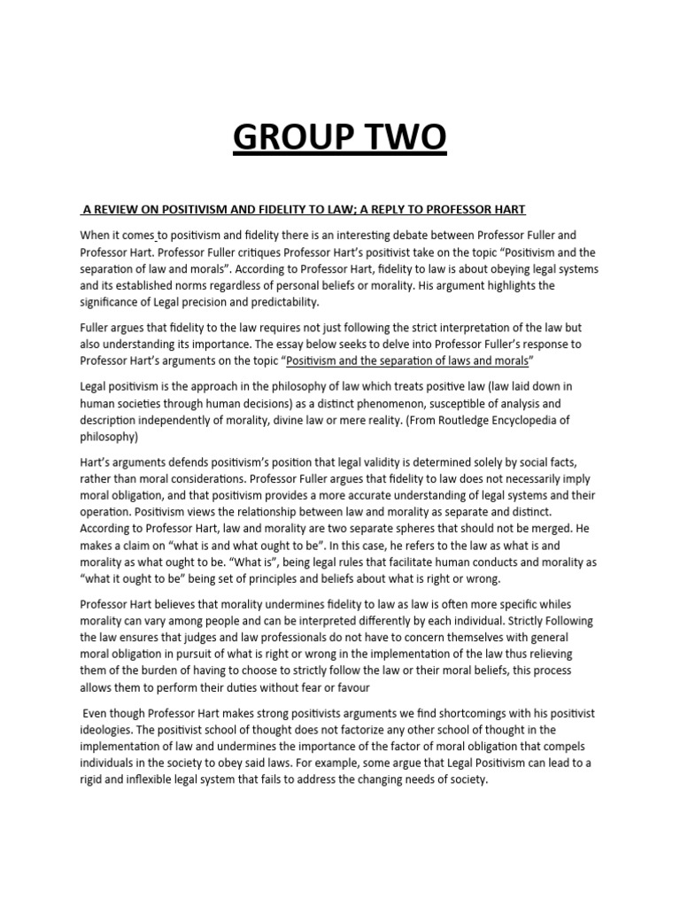 Fuller vs. Hart: Fidelity to Law Debate | PDF | Positivism | Morality