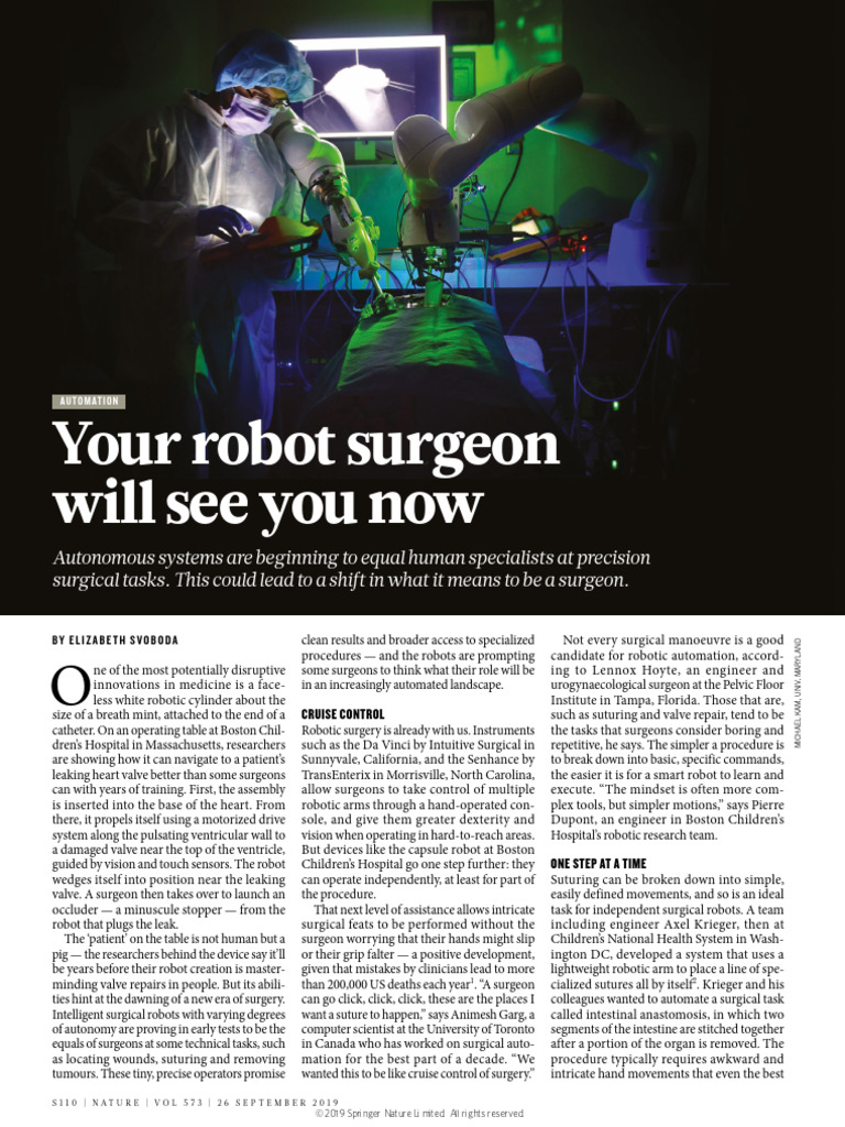Your Robot Surgeon Will See You Now | PDF | Surgery | Surgical Suture
