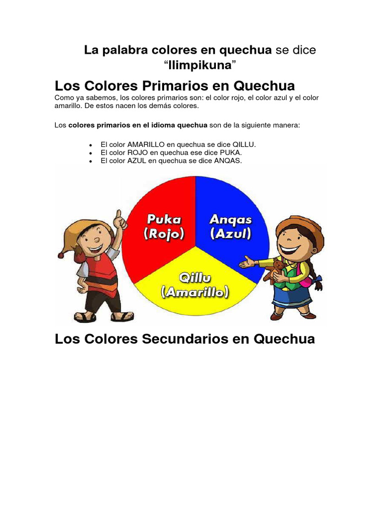 Sesion 9 Los Colores Quechua Chanka Cecap Perù | PDF | Color