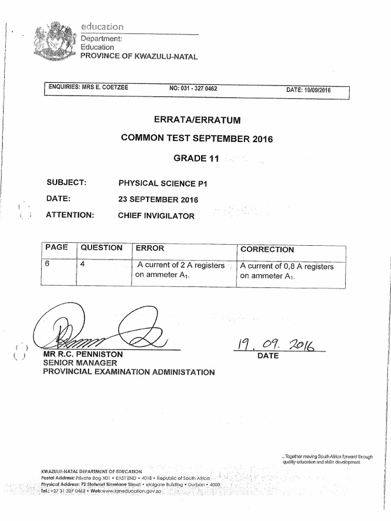 Phy p1 Sept Qpmemo | PDF