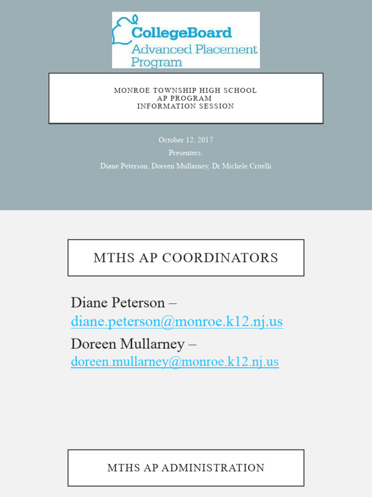 MTHS AP Program Info Session 2017 | PDF | Advanced Placement | Educational Stages