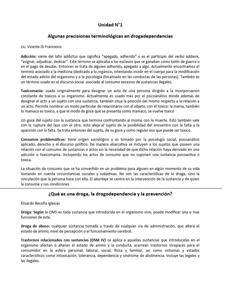 Terminología y Conceptos en Drogodependencias | PDF | La dependencia de ...