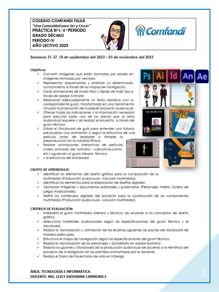 Practica 1 - 4° Periodo Decimos | PDF | Multimedia | Ilustrador Adobe
