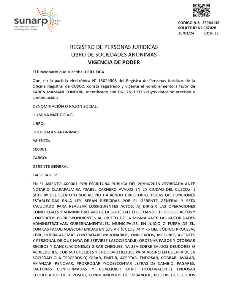 Vigencia de Poder | PDF | Pagaré | Cheque