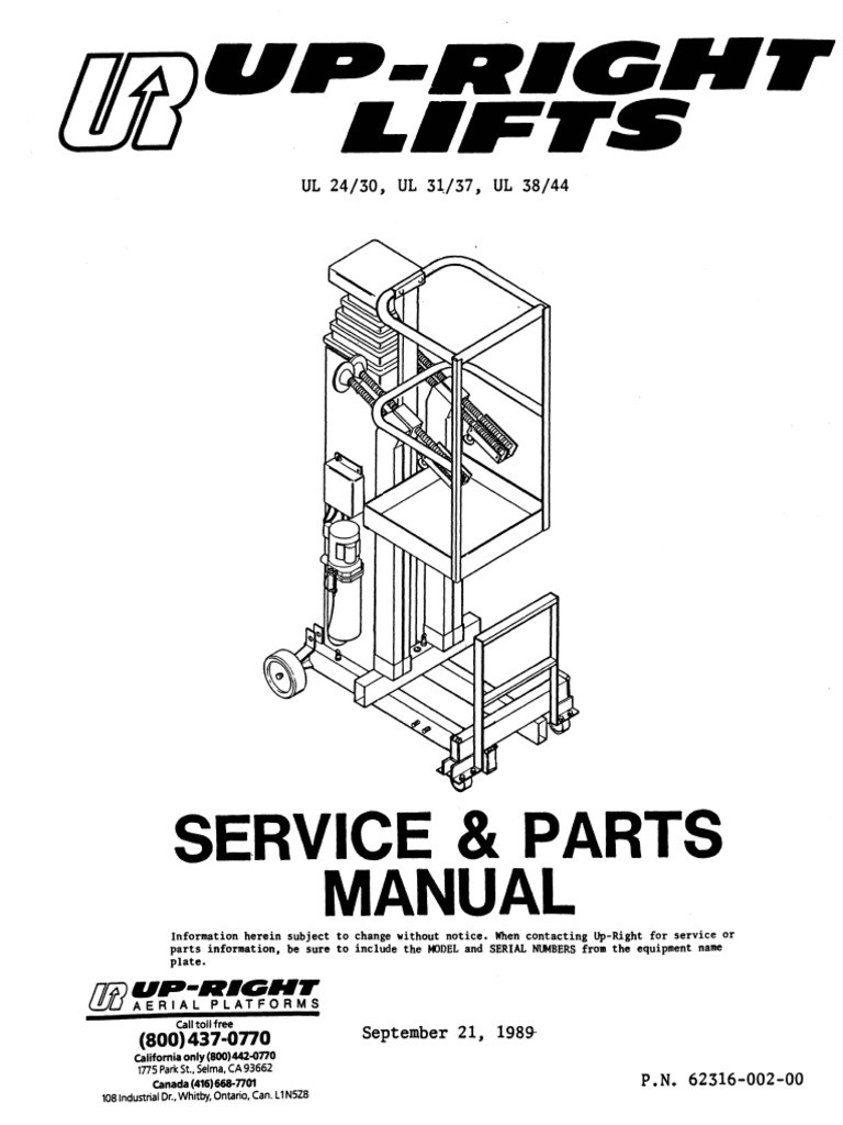 Upright UL - 24 30 - Owners Manual | PDF