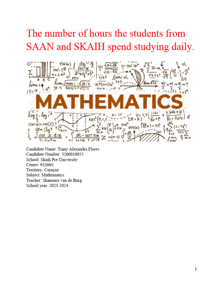 Mathematics SBA 2 | PDF | Gender | Gender Studies