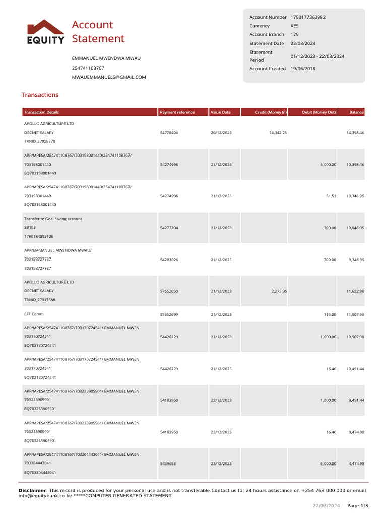 Bank Statement | Download Free PDF | Payments | Debit Card
