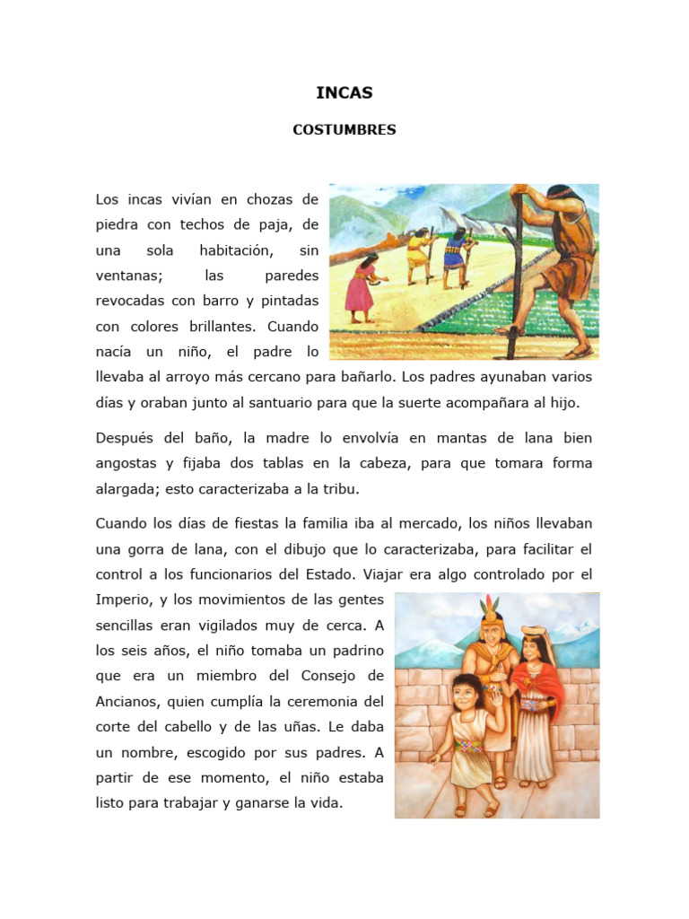 INCAS Tradiciones, Costumbre y Patrimonio Cultural | Descargar gratis PDF | Imperio Inca | Bailes