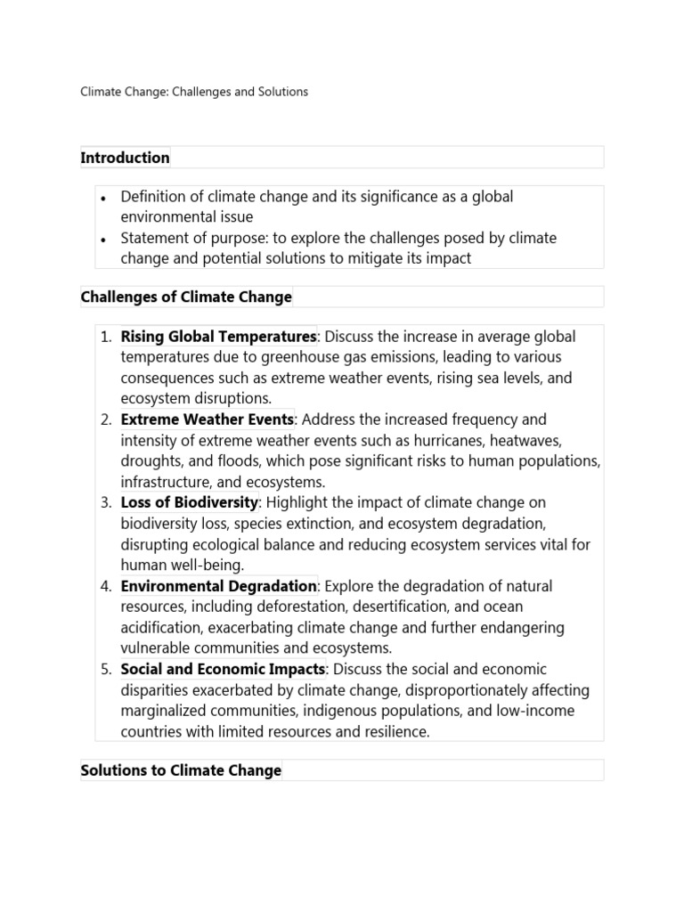 Climate Change Challenges and Solutions | Download Free PDF | Climate ...