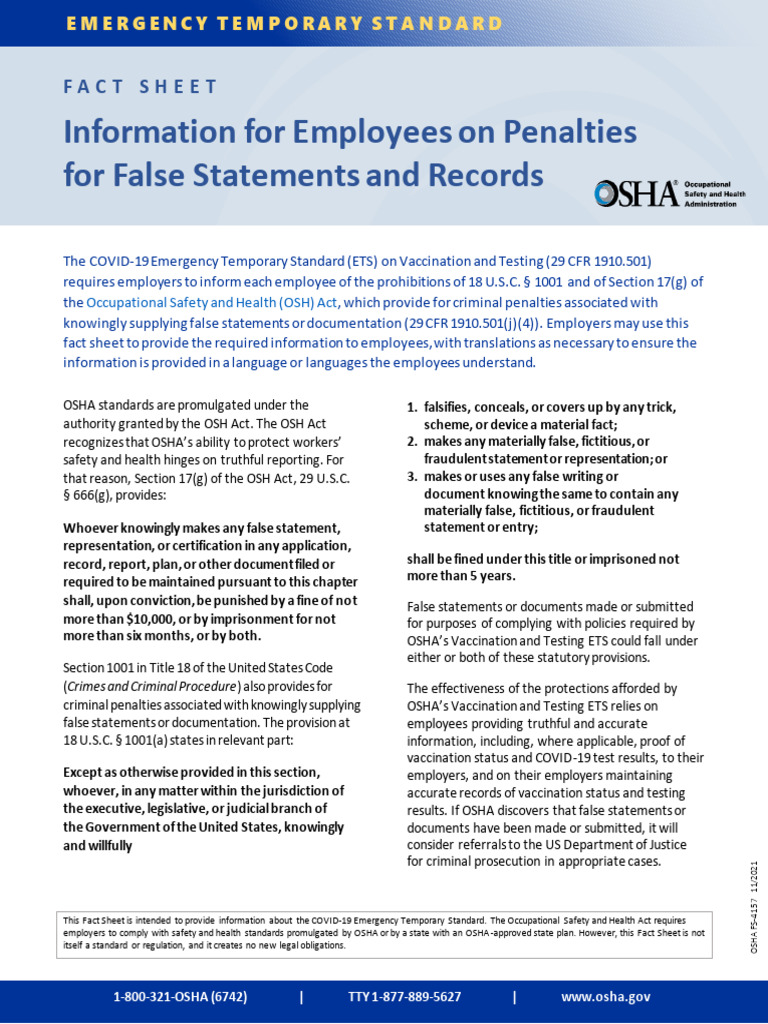 Employee Guide: False Statement Penalties | PDF | Making False ...