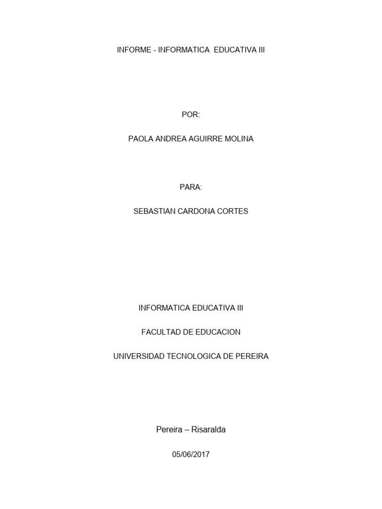 INFORME INFORMATICA III | PDF | Maestros | Aprendizaje