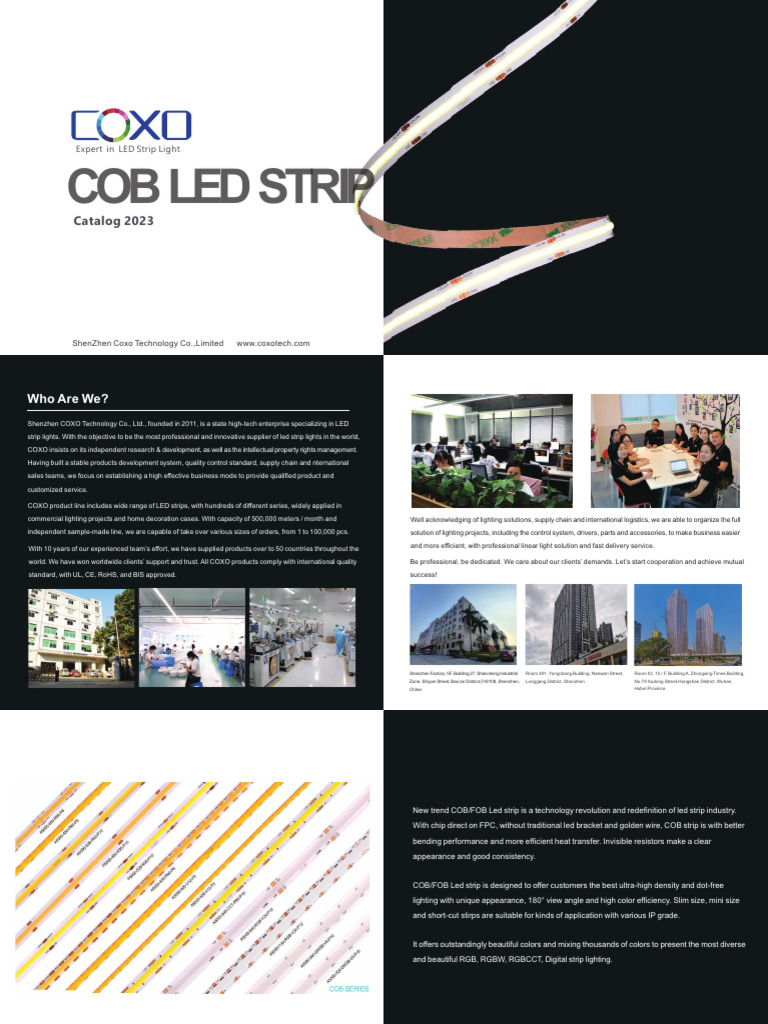 COXO COB LED Strip Catalogue 2023 | PDF | Supply Chain | Lighting