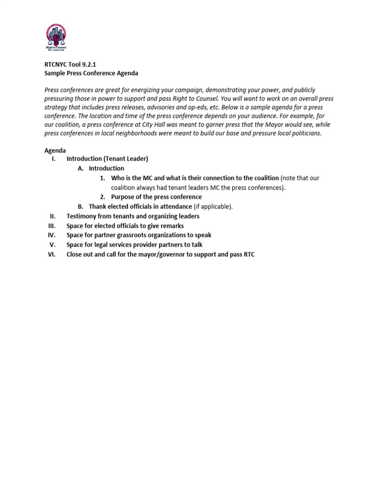 Sample Press Conference Agenda | PDF