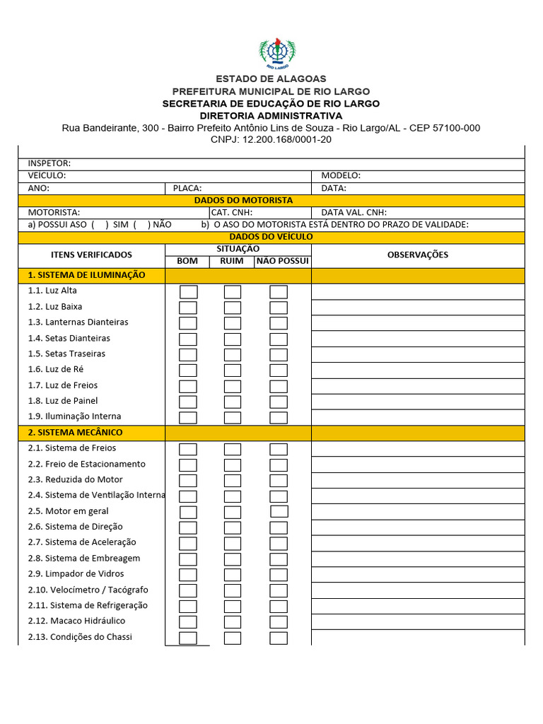 Check List Ônibus | PDF | Veículos | Veículo motorizado