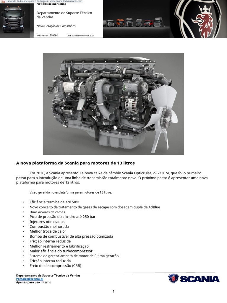 A Nova Plataforma de Motor Scania DW6 DC13.pt | PDF | Motores ...