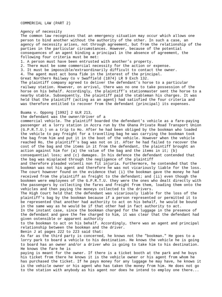 Agency Law Pdf Vicarious Liability Ratification