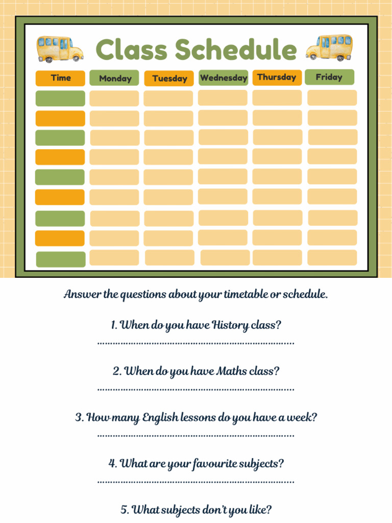 School Subjects Class Schedule | PDF