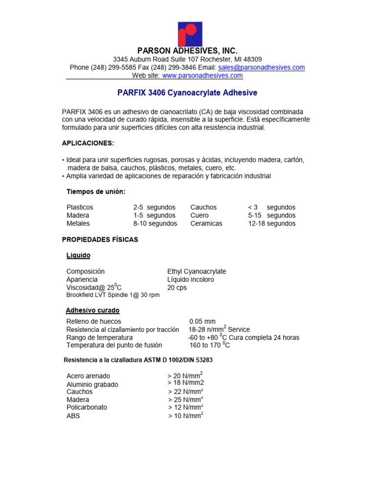 Parfix 3406 TDS | Descargar gratis PDF | Materiales