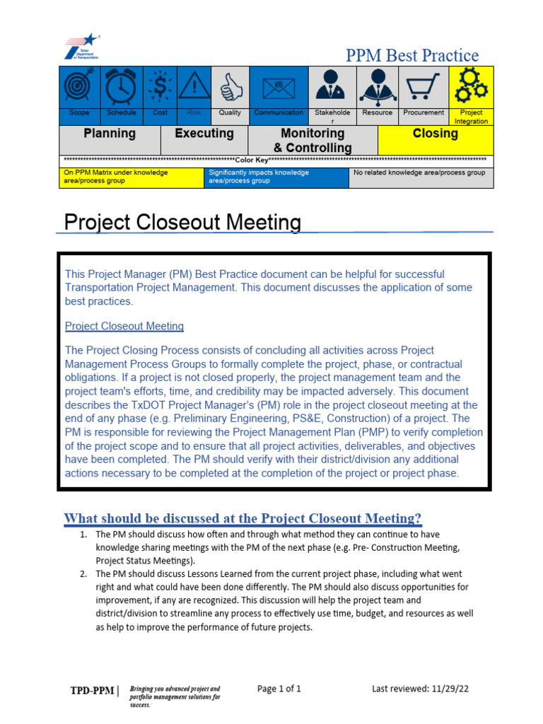 Project Closeout Meeting | Download Free PDF | Project Management ...