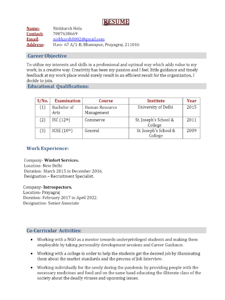 Nishkarsh CV | PDF