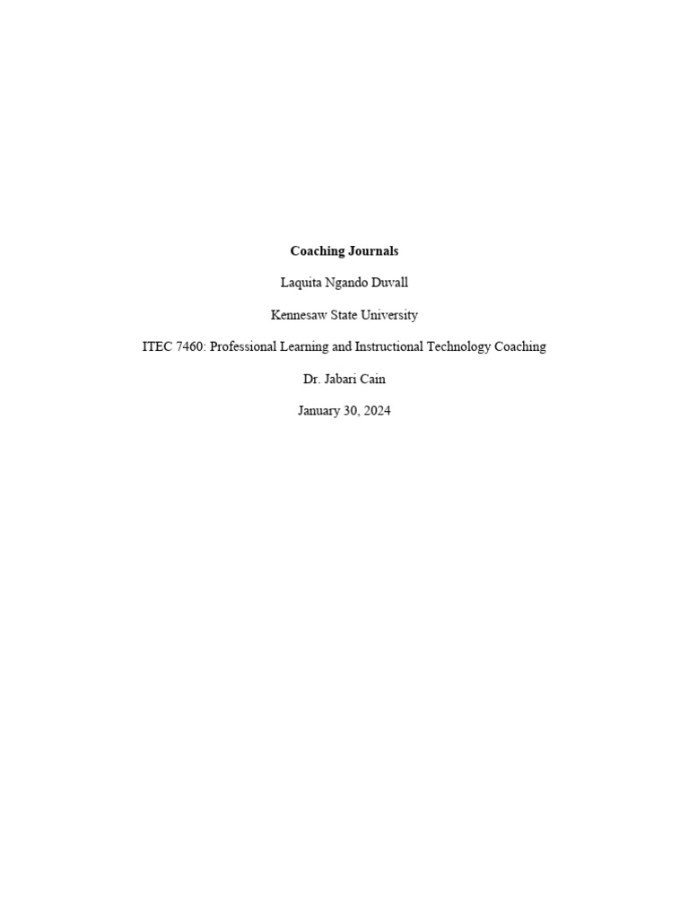 duvall coaching journals itec 7460 | PDF | Learning Theory (Education ...