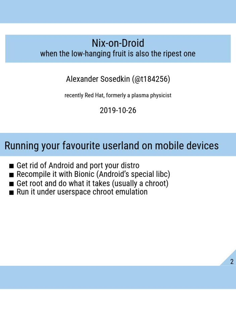 Nixcon 2019 Nix on Droid.slides | PDF | Android (Operating System) | Software