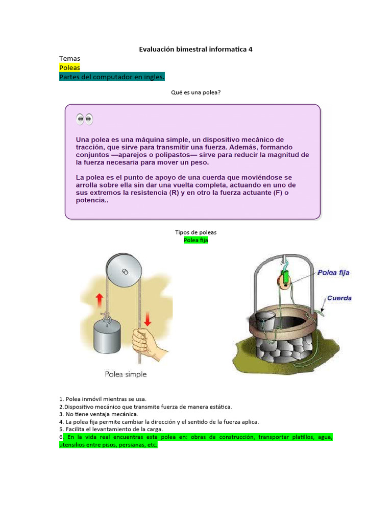 Evaluación Bimestral Informatica 4 | PDF | Tecnología