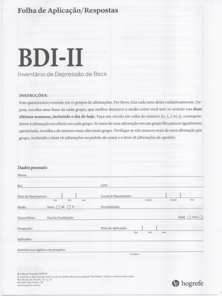 Inventário Bdi - Depr | PDF