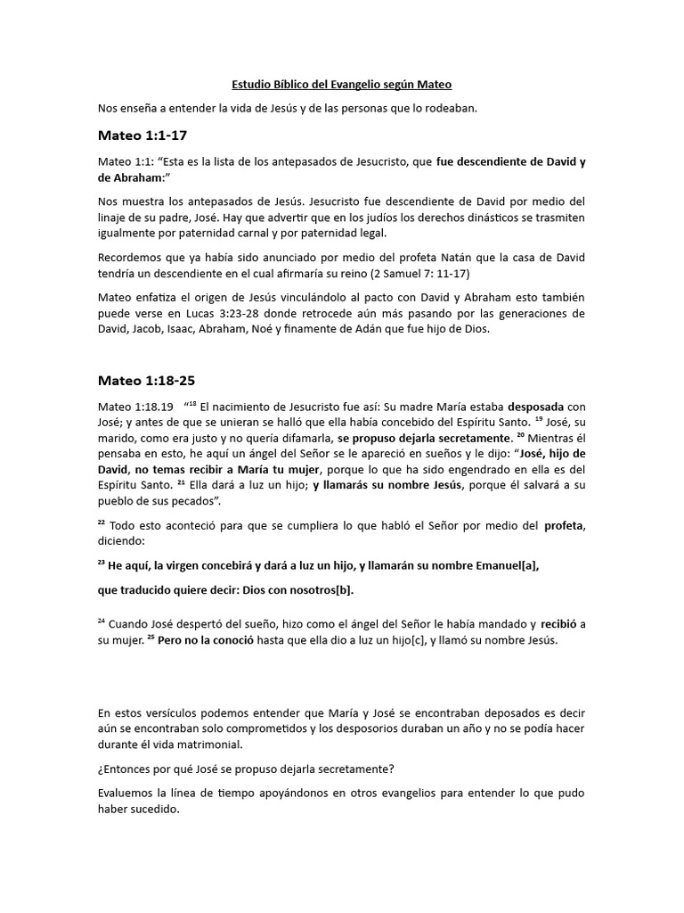 Mateo 1 | PDF | María, madre de Jesús | San José