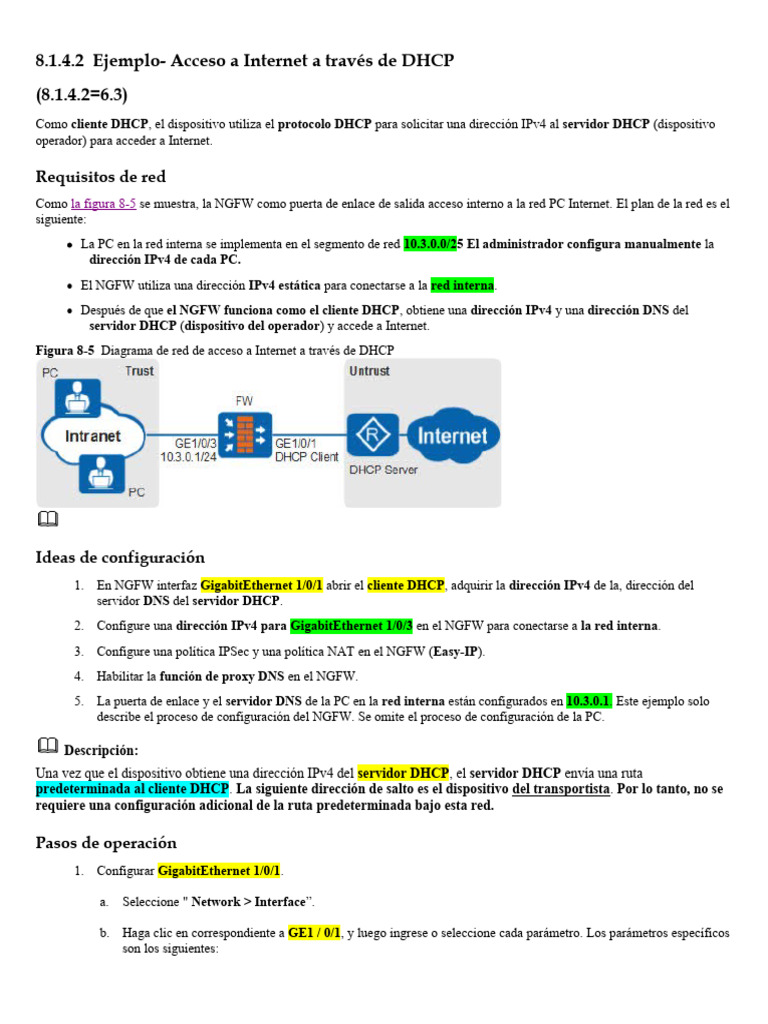 8.1.4.2 Ejemplo- Acceso a Internet a través de DHCP | PDF | Dirección IP | sistema de nombres de ...