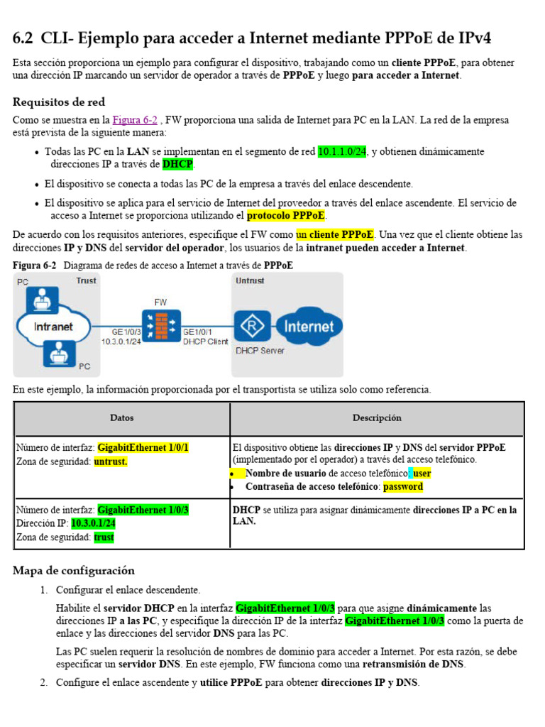 6.2 CLI- Ejemplo para acceder a Internet mediante PPPoE de IPv4 | PDF | Red de área amplia ...