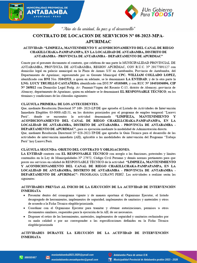 1.0 CONTRATO R.T LURAWI | PDF | Corrupción política | Inteligencia artificial