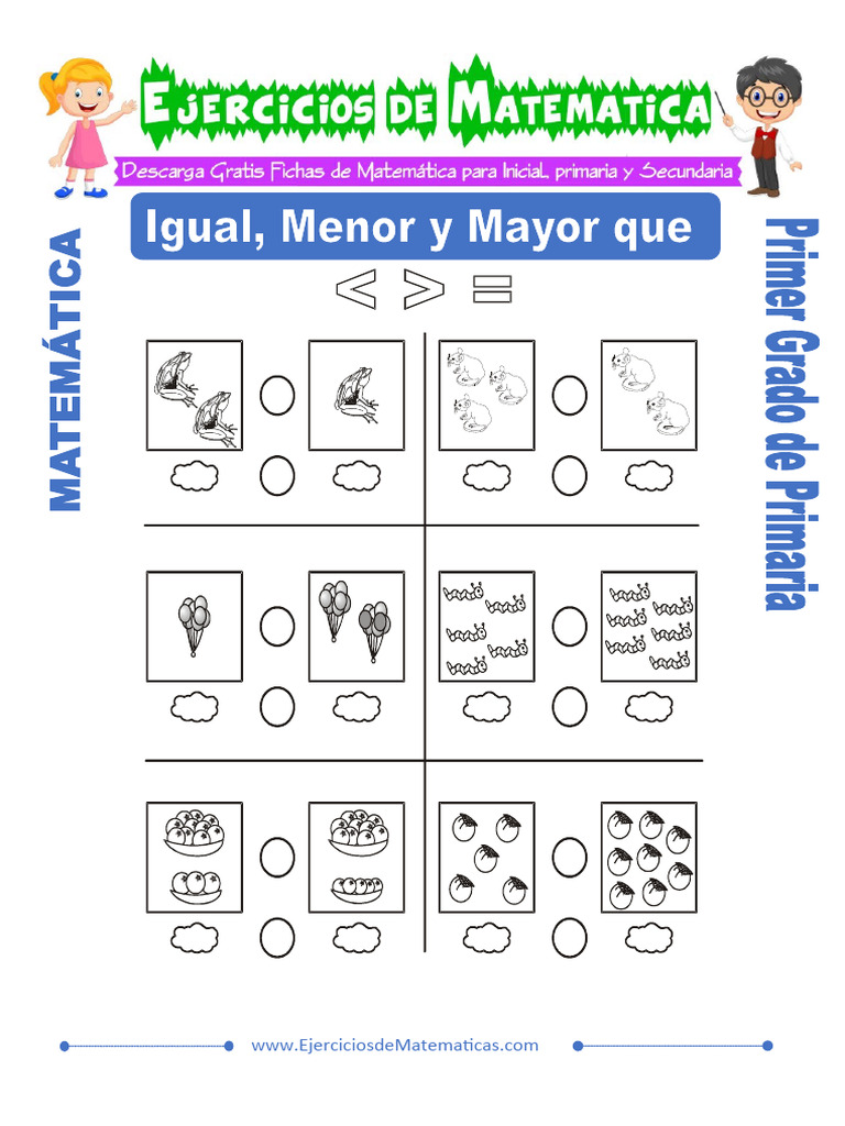 Menor y Mayor Que para Primero de Primaria | PDF
