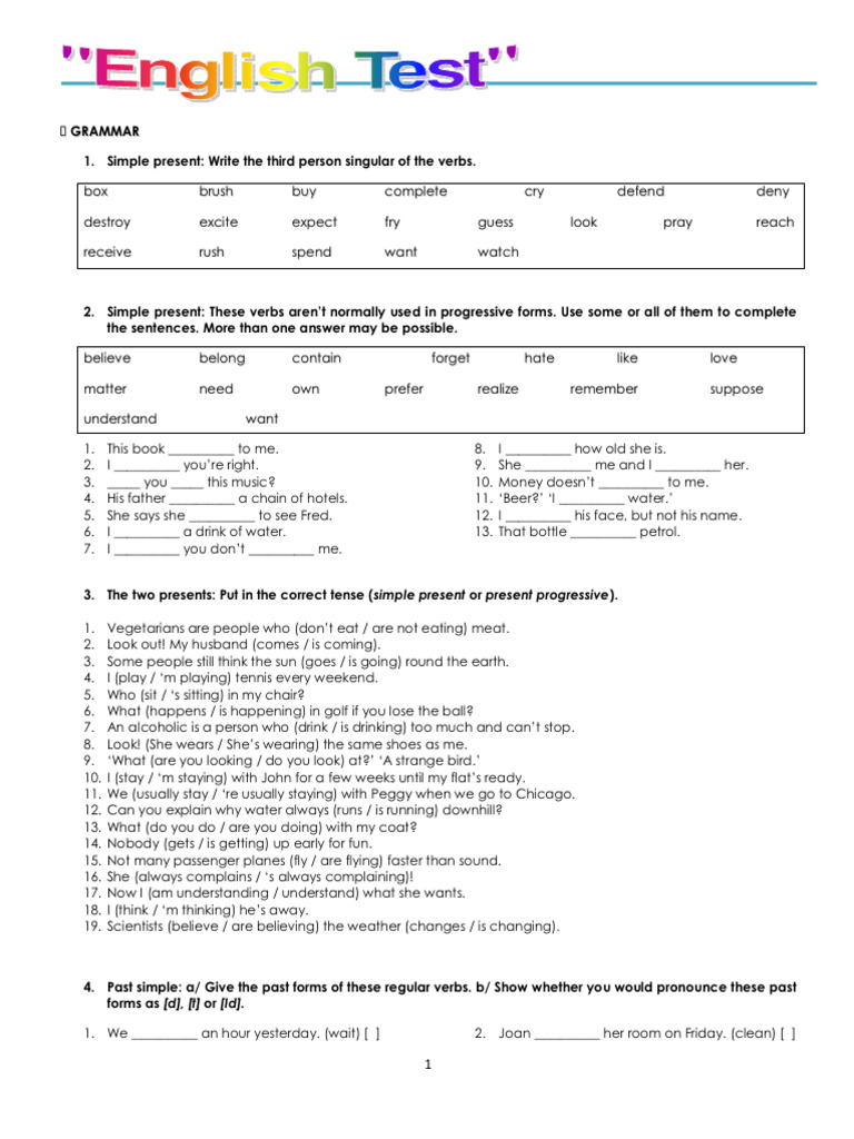 Test Anglais Niveau Lycee | PDF