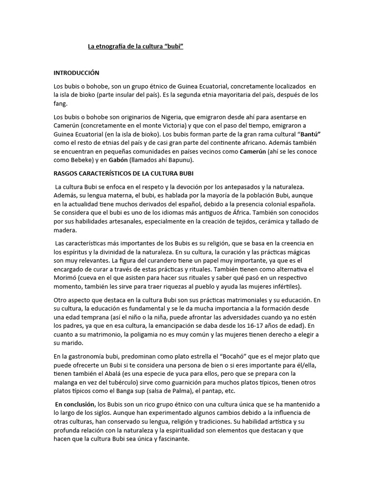 Cultura y etnia Bubi en Guinea Ecuatorial | PDF | Religión y ...