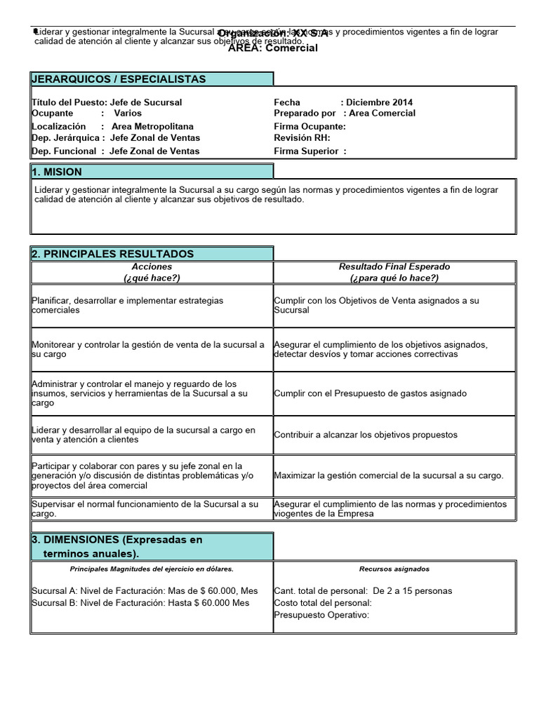 Form DP - Jerarq - Esp-Jefe - Su - Comercial | PDF | Presupuesto | Business