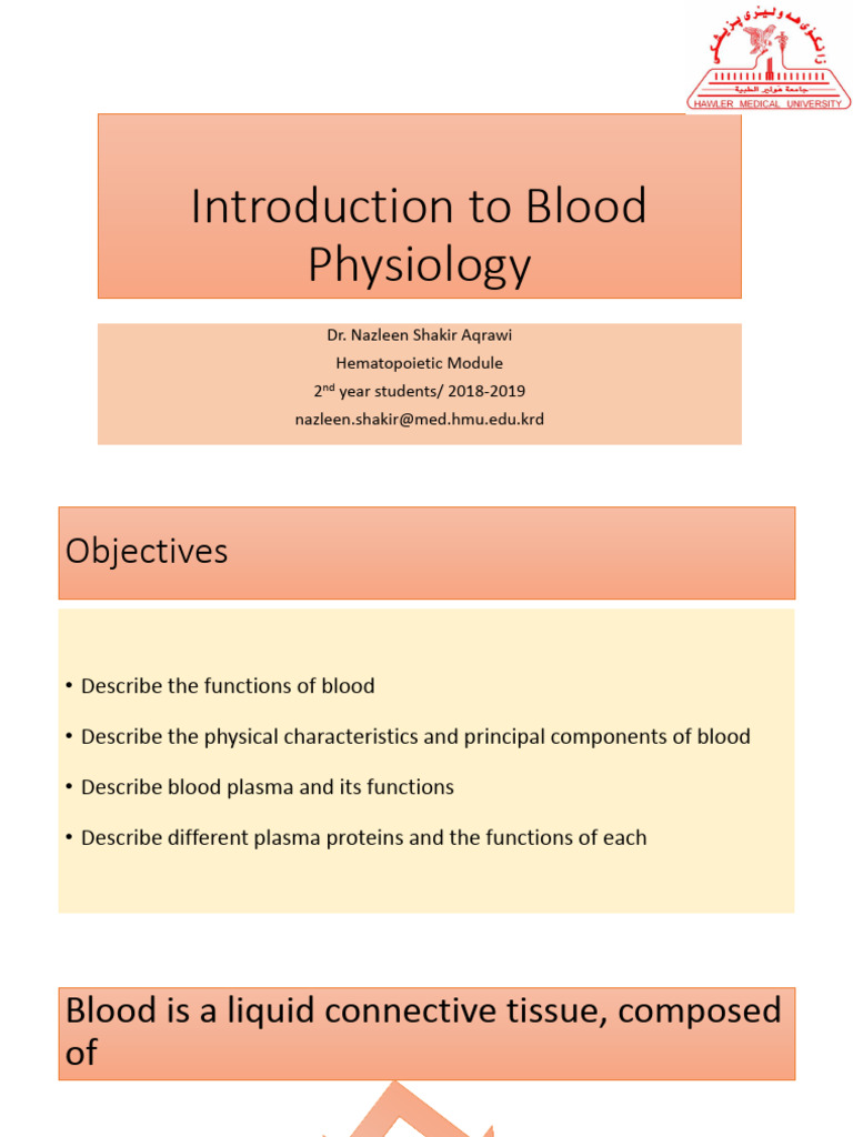 1-Introduction To Blood Physiology | Download Free PDF | Blood | Blood Plasma