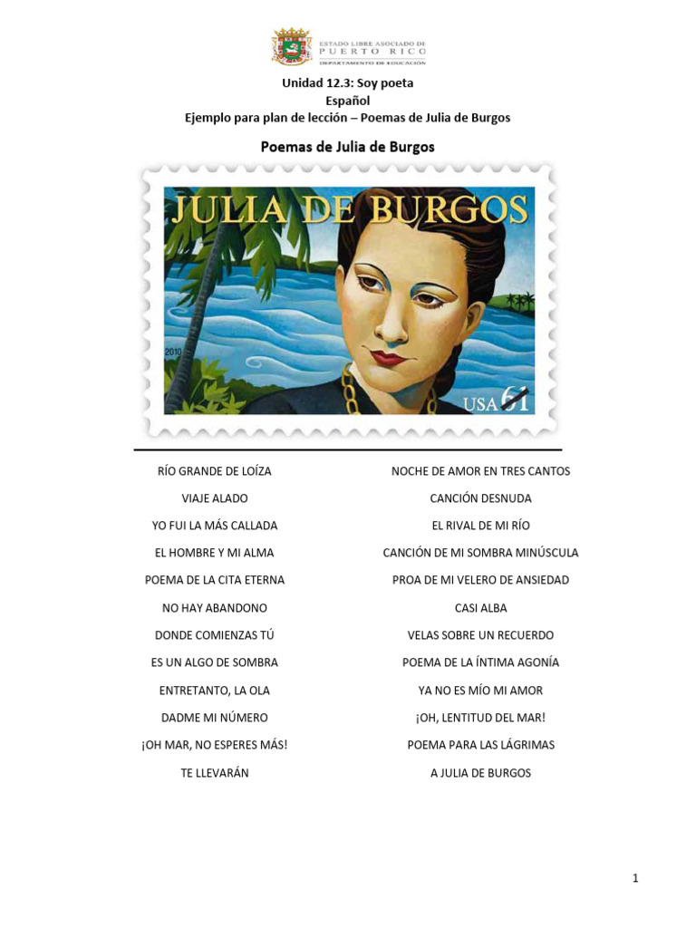 Poemas de Julia de Burgos | PDF | Poesía