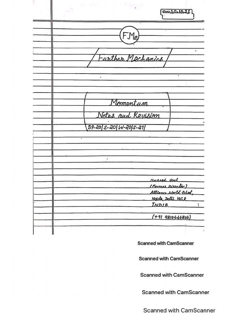 Fme Momentum Notes and Revision | PDF