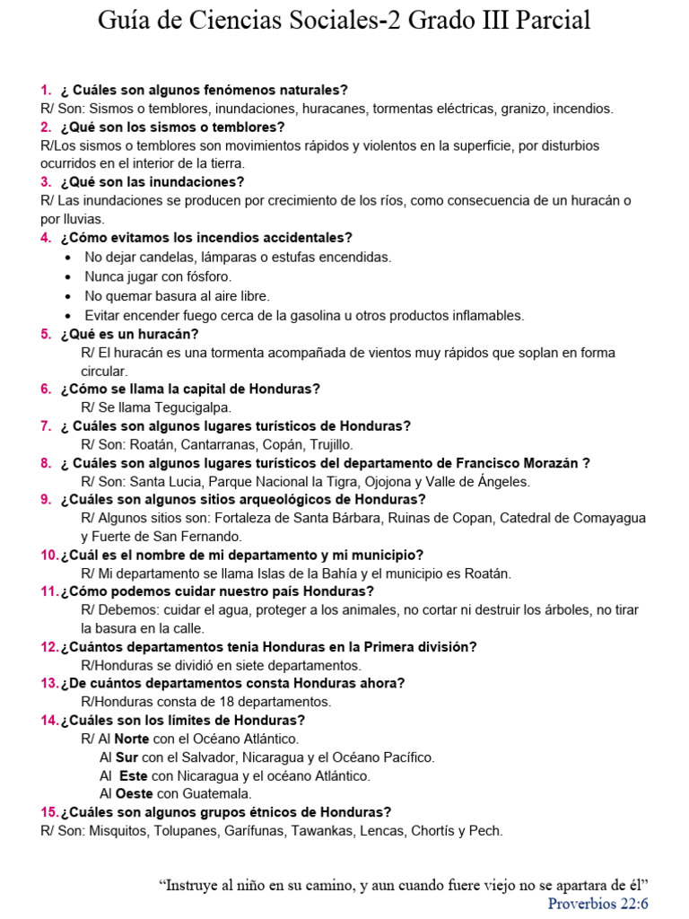 Guia de Ciencias Sociales III | PDF | Honduras | Eventos naturales