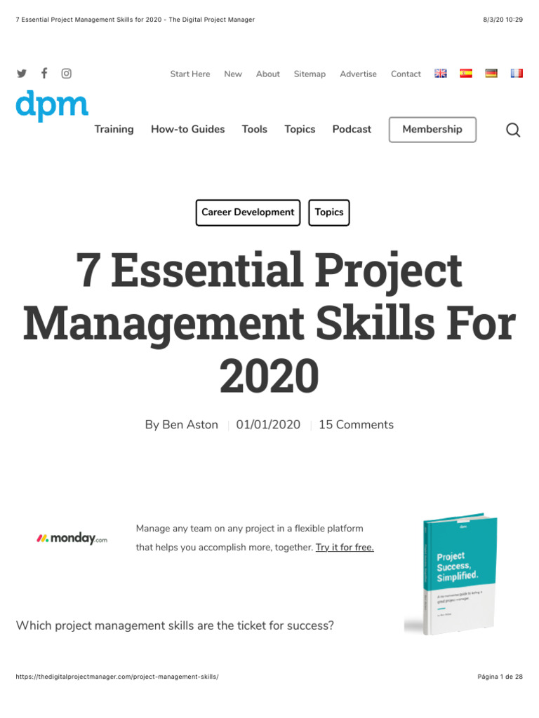 7 Essential Project Management Skills For 2020 | PDF | Project ...