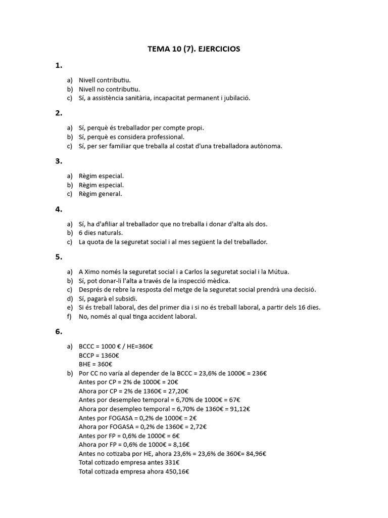 TEMA 7 - EJERCICIOS | PDF | Labor | Empleo
