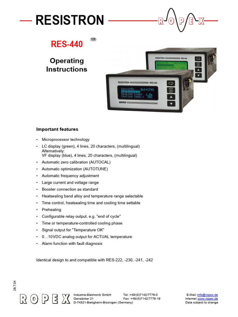 Resistron: Operating Instructions | Download Free PDF | Transformer ...